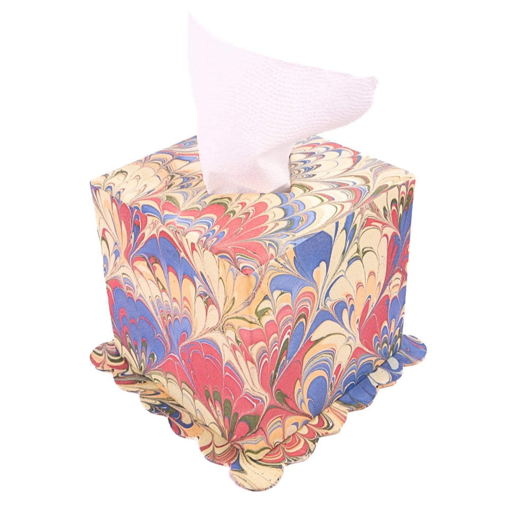 Hand-Marbled Scallop Tissue Box Cover – Piecework